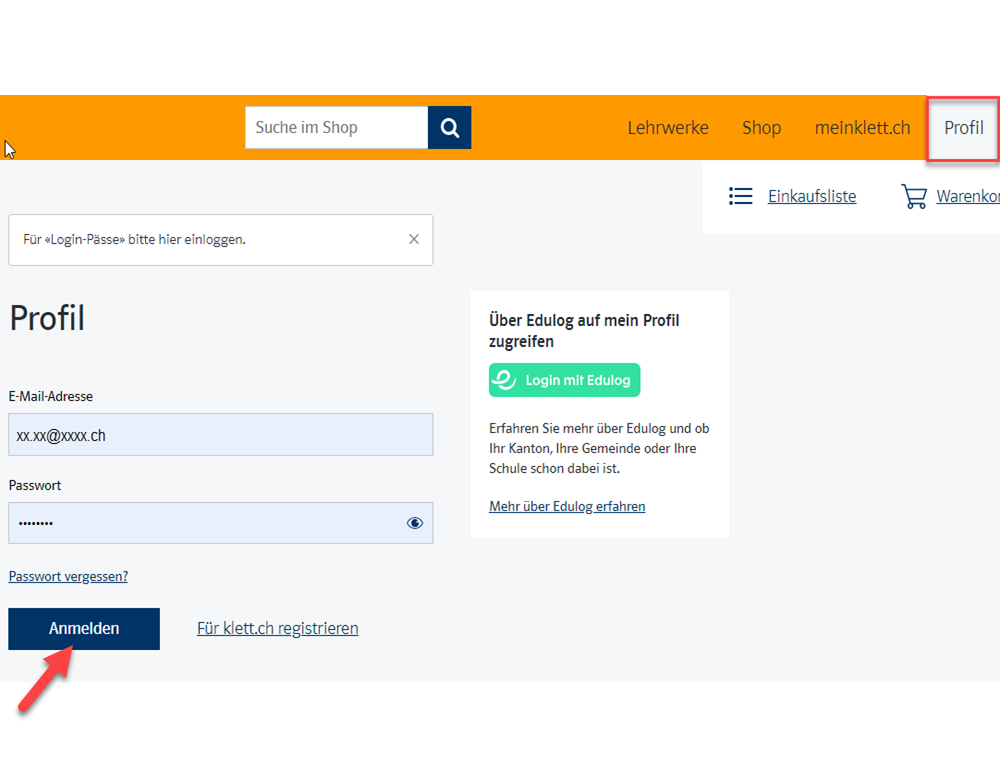 DEV - Anmeldung - Klett und Balmer Verlag